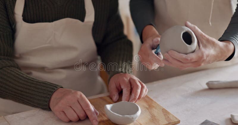 Creative, Pottery and Student Make Clay Art Smooth Learning from Potter ...