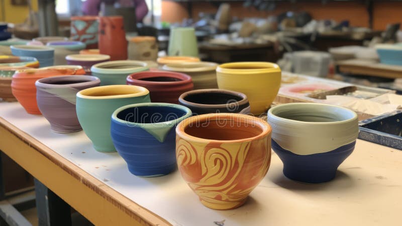 Creative Pottery Workshop with Ceramic Artistry Stock Illustration ...