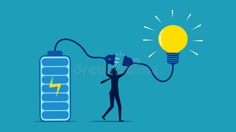 Creative Power. Businessman Powers a Light Bulb Stock Vector ...