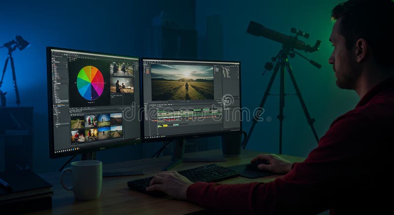 Creative Professional at Work Editing, Video, and Content Creation Dual ...