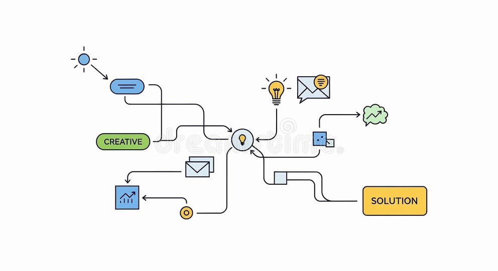 Creative Problem Solving and Idea Generation Flow Chart with Icons ...