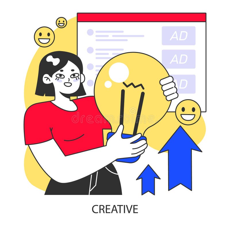 Creative Process in Advertising. Flat Vector Illustration. Stock Vector ...