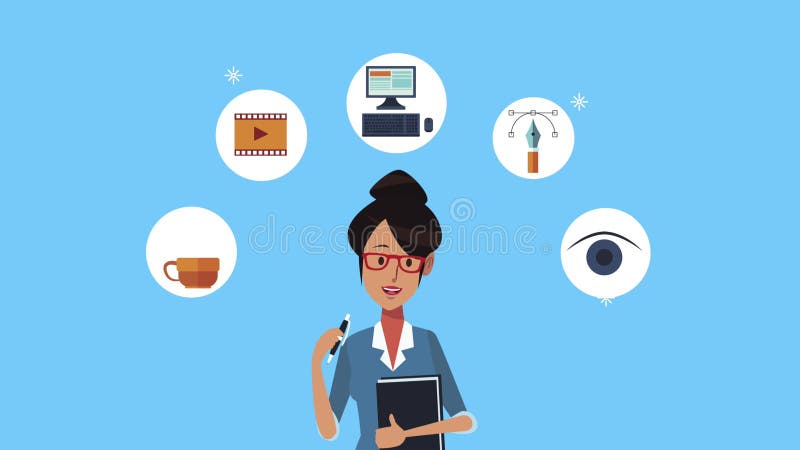 Creative Process Animation with Woman and Tools Stock Video - Video of ...