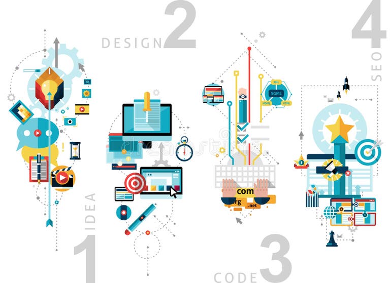 Creative Process Banners Set Stock Vector - Illustration of advertising ...