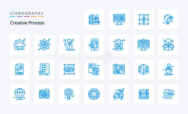 25 Creative Process Blue Icon Pack Stock Vector - Illustration of ...