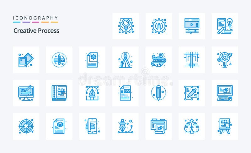 25 Creative Process Blue Icon Pack Stock Vector - Illustration of ...