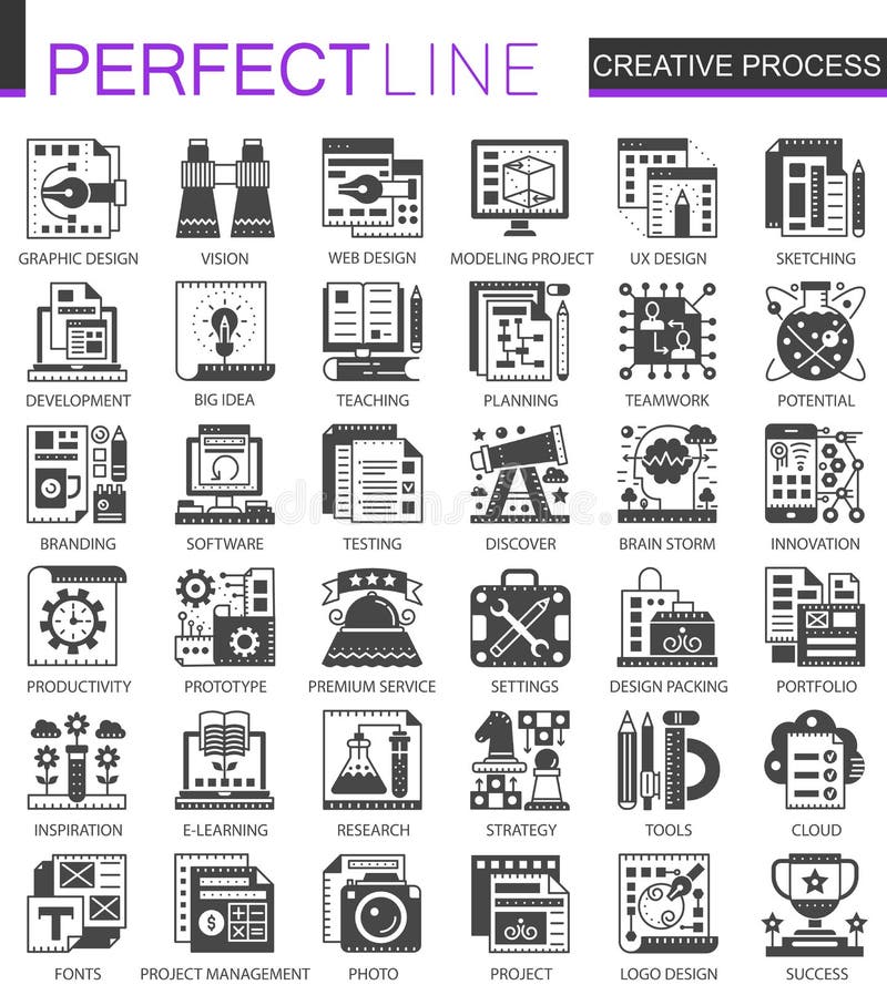 Creative Process Classic Black Mini Concept Symbols. Modern Icon ...