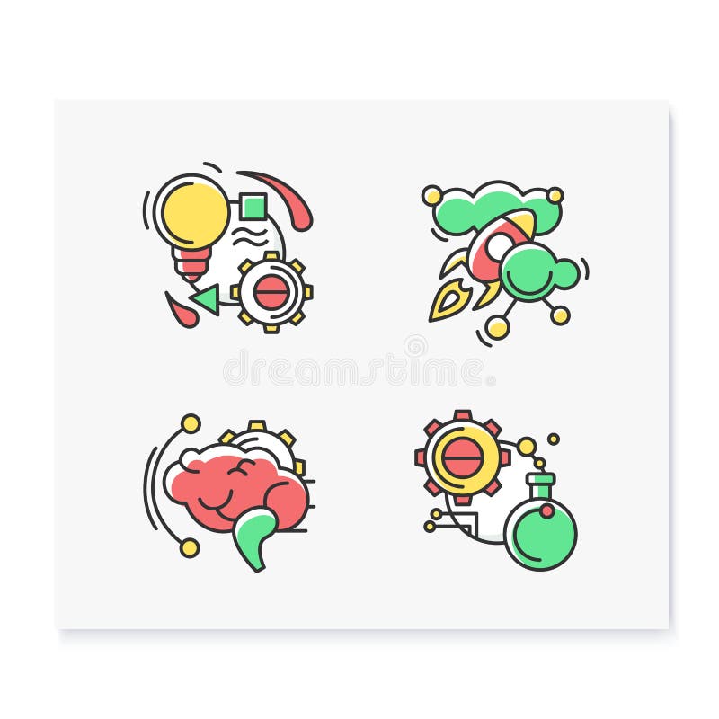 Creative Process Color Icons Set Stock Illustration - Illustration of ...