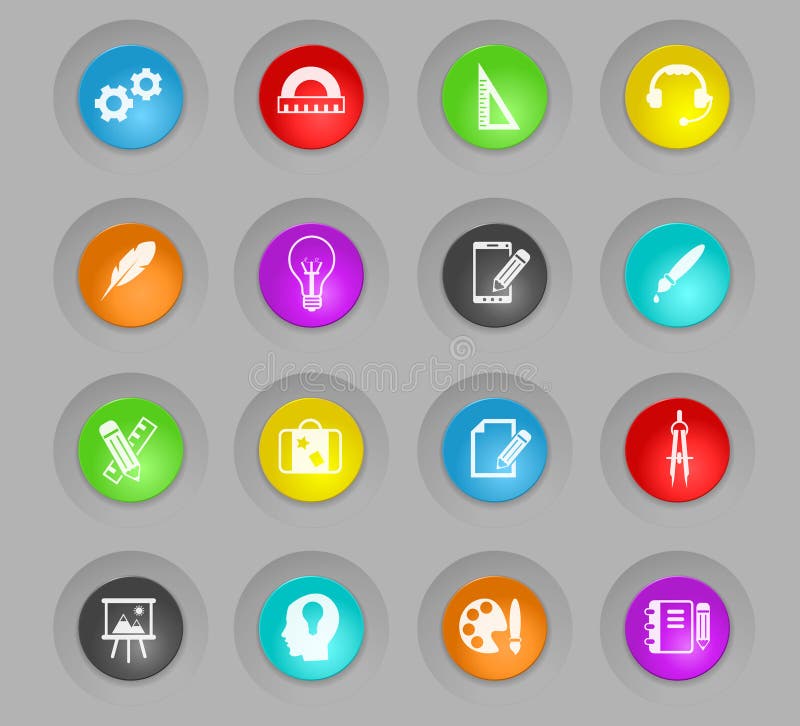 Creative Process Colored Plastic Round Buttons Icon Set Stock Vector ...