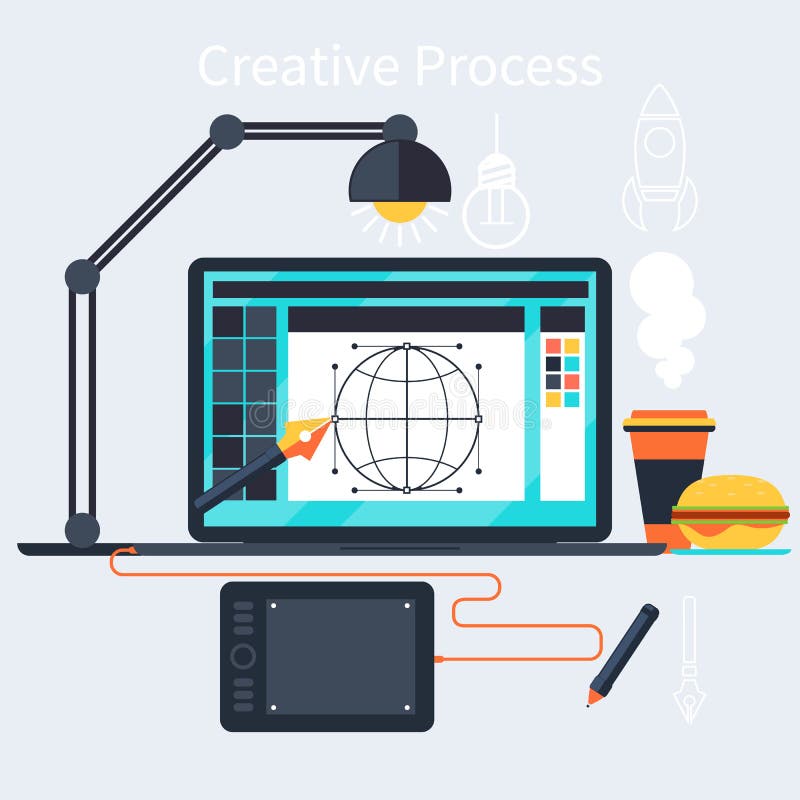 Creative Process of Designer Concept Stock Vector - Illustration of ...