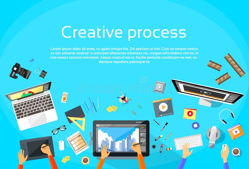 Flat Design Illustration Concept for Creative Design Process Stock ...