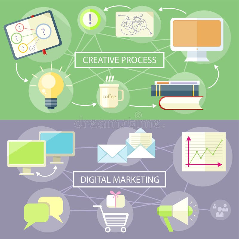 Creative Process, Branding Graphic Design Icon Set Stock Vector ...