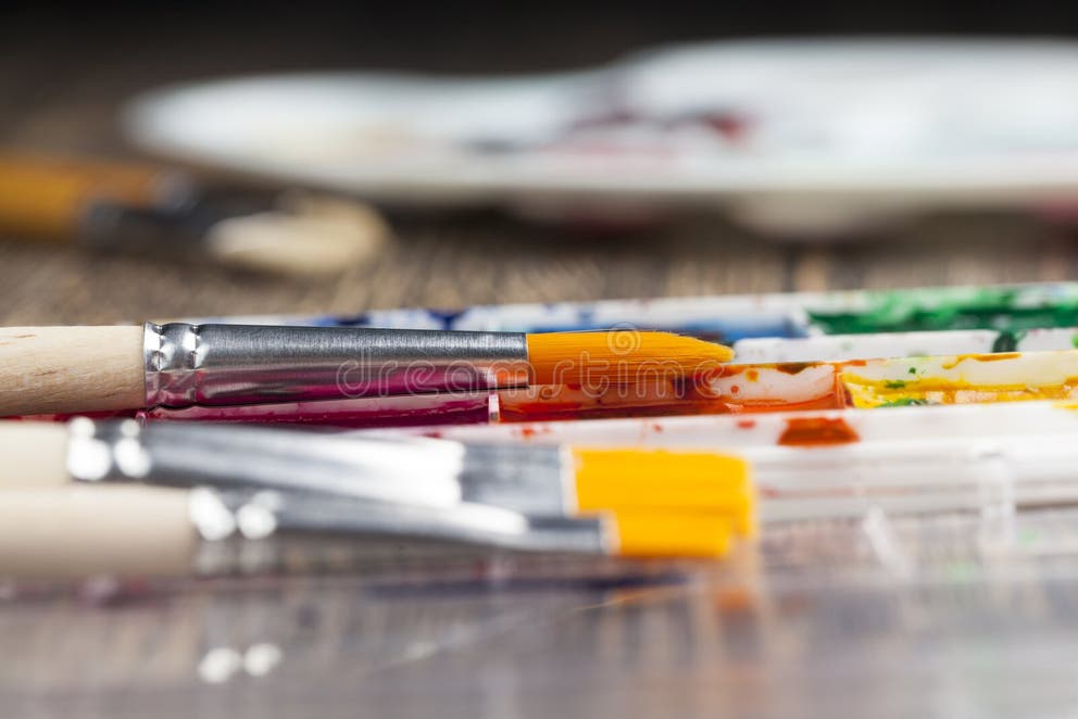 Creative Process of Drawing Stock Image - Image of paints, painter ...