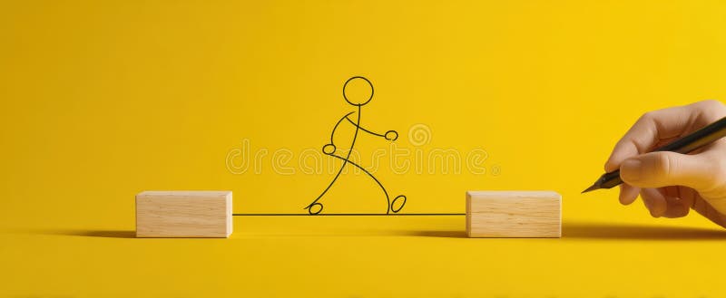 The Creative Process of Drawing a Stickman Figure on a Yellow ...