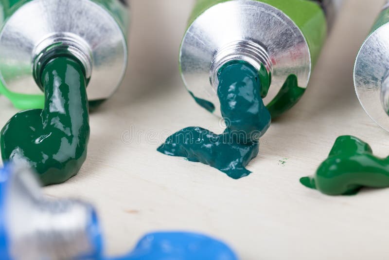 The Creative Process of Drawing by Using Oil Paints Stock Image - Image ...