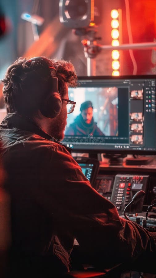 Creative Process. Filmmaker Editing a Movie in a Modern Studio Concept ...