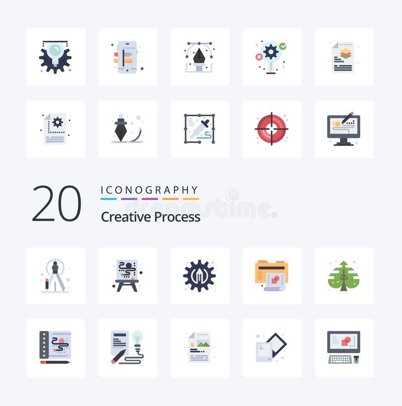 20 Creative Process Flat Color Icon Pack Like Creative Creative Pencil ...