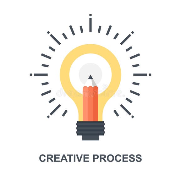 Creative Process Flat Icon Design Concept Stock Illustration - Illustration of draw, management ...