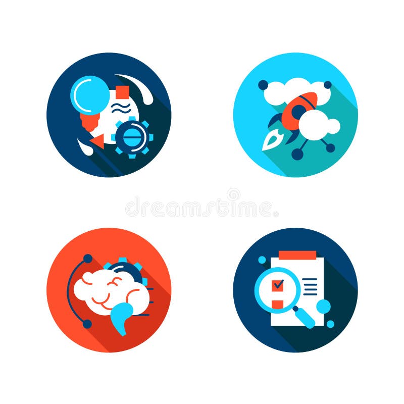 Creative Process Flat Icons Set Stock Illustration - Illustration of ...