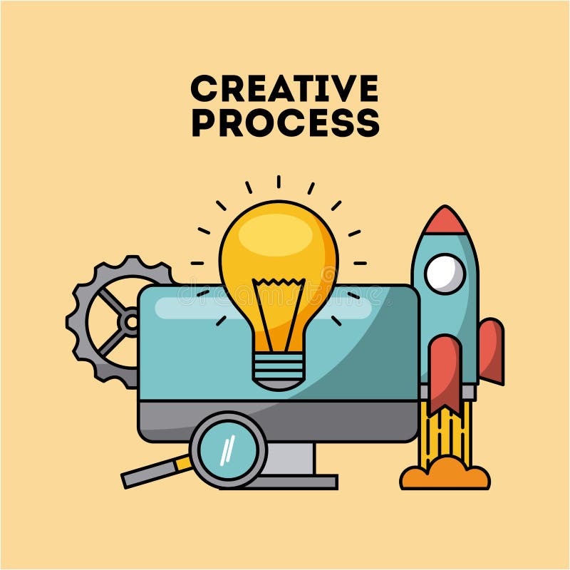 Creative Process Flat Illustration Stock Vector - Illustration of ...