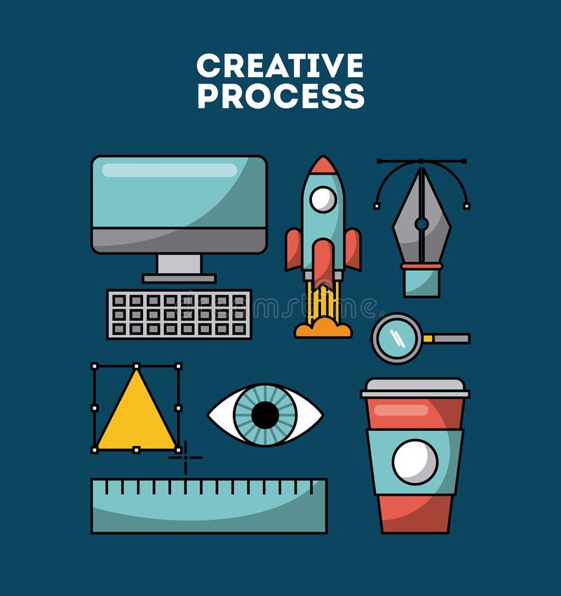 Creative Process Flat Illustration Stock Vector - Illustration of ...