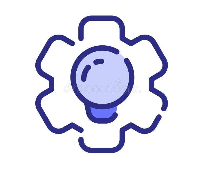 Creative Process Gear Single Isolated Icon with Dashed Line Style and ...