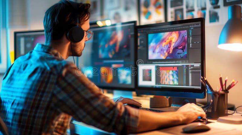 Creative Process of a Graphic Designer at Work Stock Illustration ...