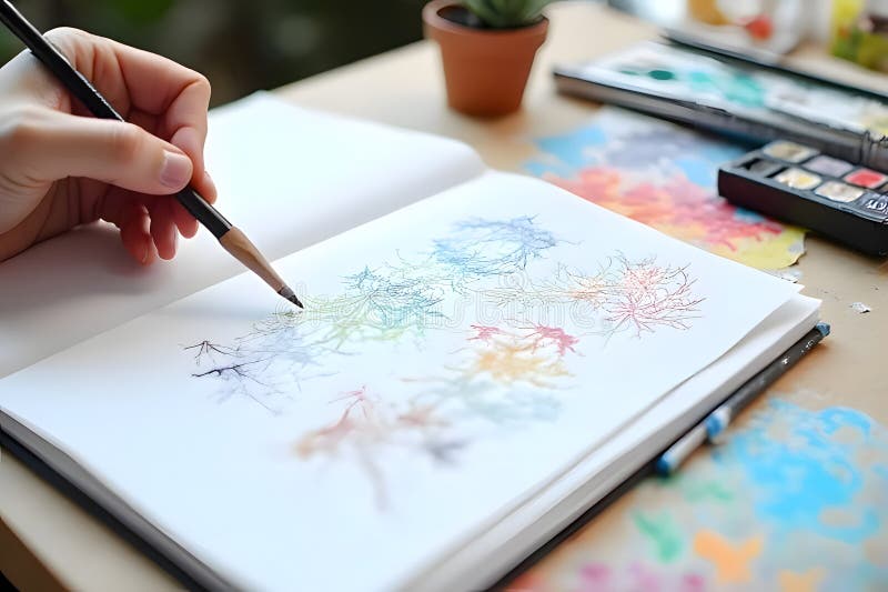 Creative Process: Hand Sketching Ideas with Doodle Icons Stock ...