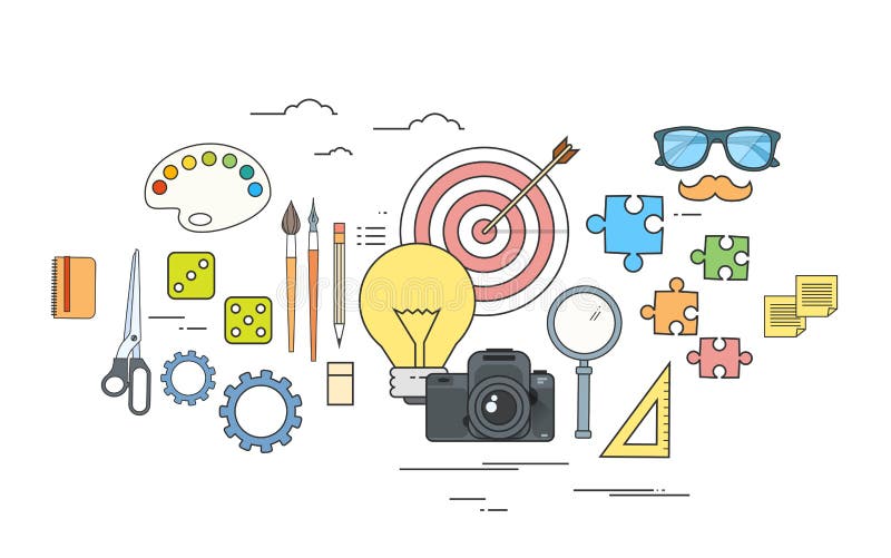 Creative Process Icon Designer Work Tools Color Logo Stock Vector ...