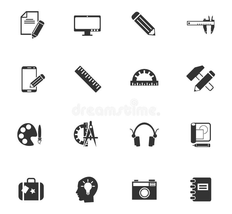 Creative process icon set stock vector. Illustration of palette - 141491579