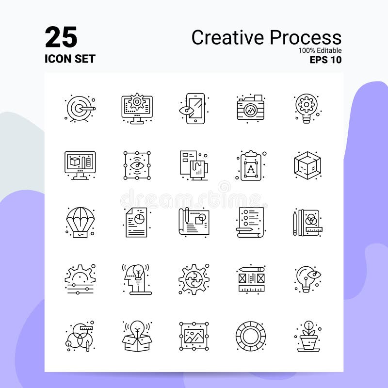 25 Creative Process Icon Set. 100 Editable EPS 10 Files Stock Vector ...