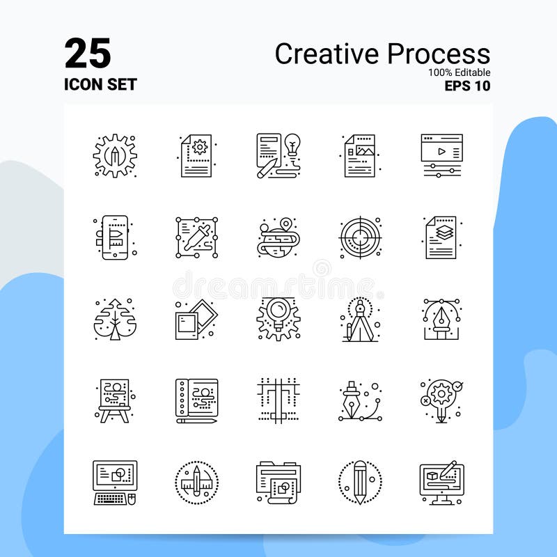 25 Creative Process Icon Set. 100 Editable EPS 10 Files Stock Vector ...