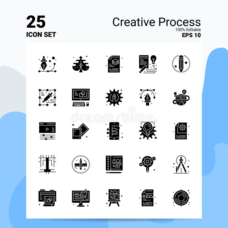 25 Creative Process Icon Set. 100 Editable EPS 10 Files Stock Vector ...