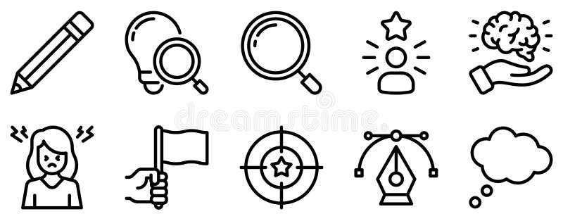 Creative Process Icon Set Inspiring Line Style Collection for ...