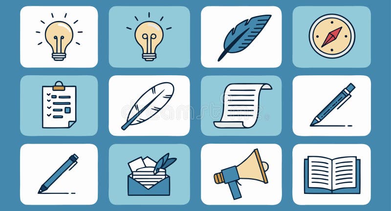 Creative Process Icons Depicting Content Development Stages ...