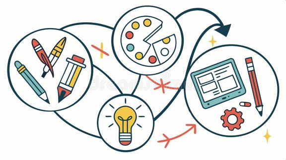 Creative Process Icons, Idea Generation and Design Thinking in Vector ...