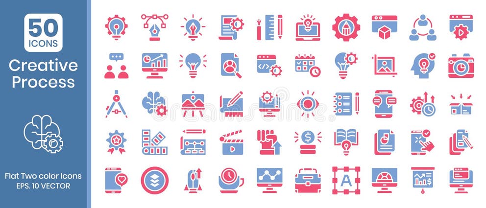 Creative Process Icons Set. Flat Style Icons Pack Stock Vector ...
