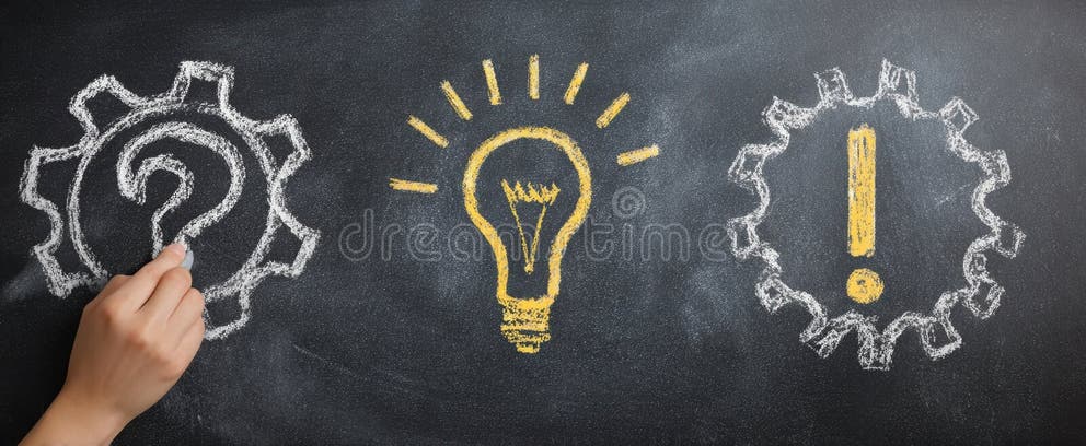 The Creative Process Illustrated with Question Mark, Light Bulb, and ...