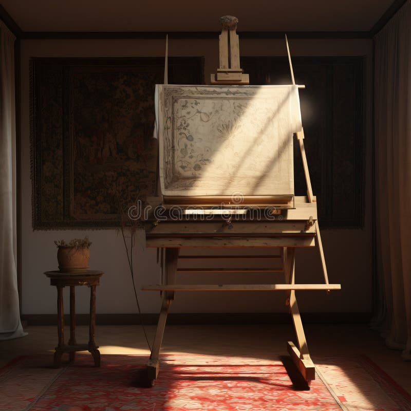 Creative Process: Incomplete Artwork on Easel in Sunlit Studio Stock ...