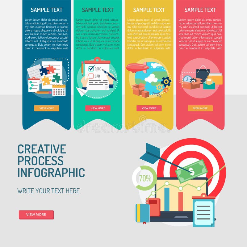 Creative Process Infographic Complex Stock Illustration - Illustration ...