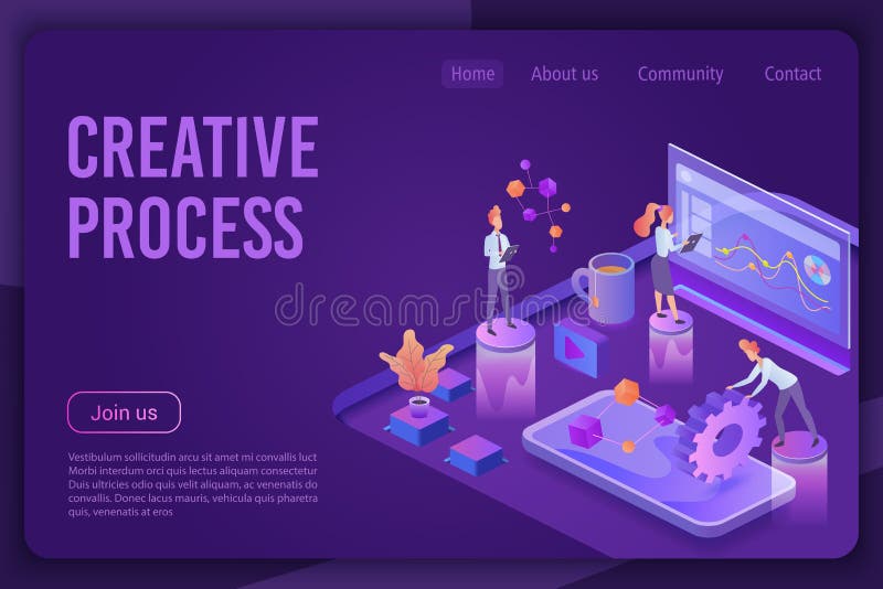 Creative Process Isometric Landing Page Vector Template Stock Vector ...