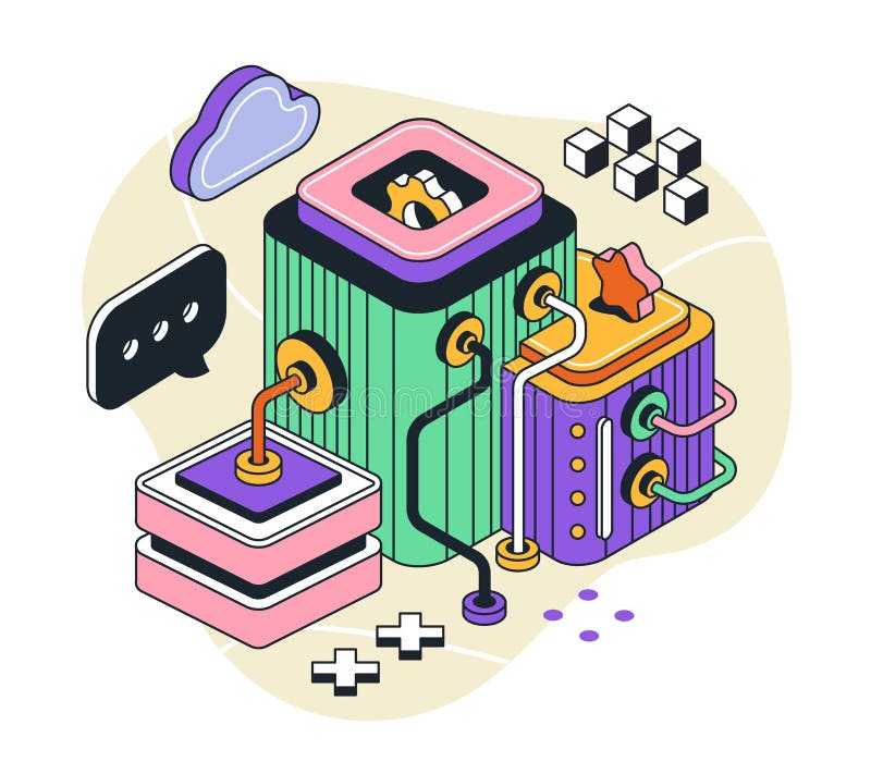 Creative Process Isometric Linear Metaphor Vector Stock Vector ...