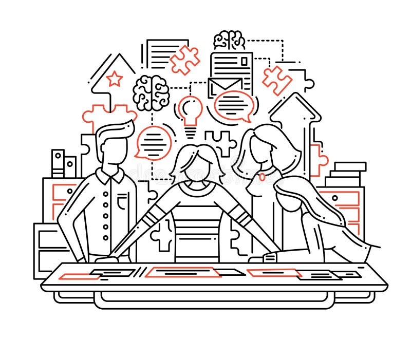 Creative Process - Line Design Illustrationn Stock Vector ...