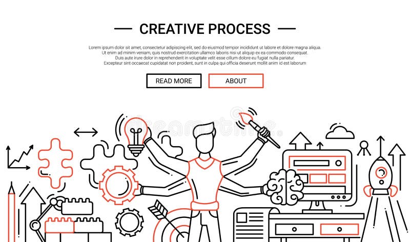 Creative Process - Line Design Website Banner Temlate Stock Vector ...