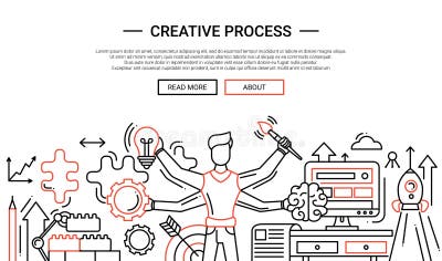 Creative Process - Line Design Website Banner Temlate Stock Vector ...