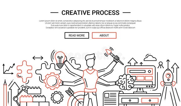 Creative Process - Line Design Website Banner Temlate Stock Vector ...