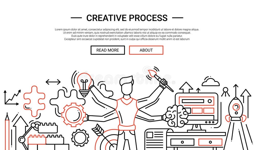 Creative Process - Line Design Website Banner Temlate Stock Vector ...