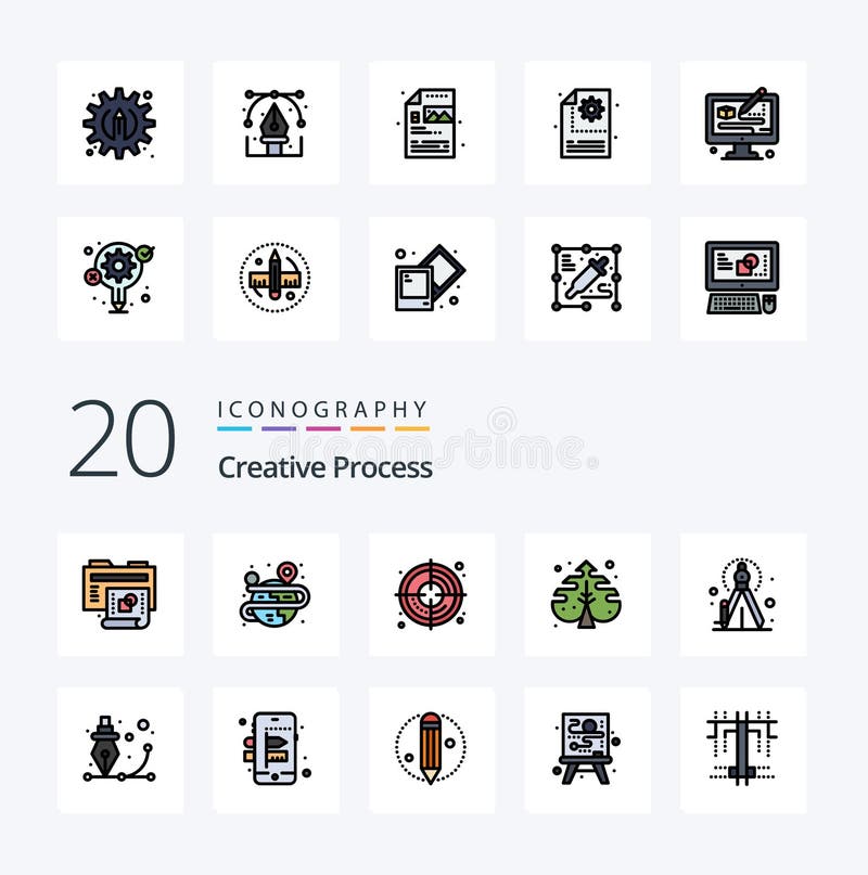 20 Creative Process Line Filled Color Icon Pack Like Process Precision ...