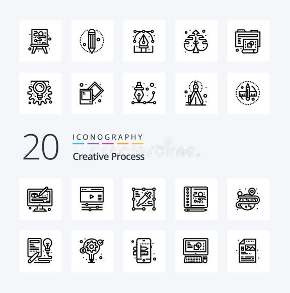 20 Creative Process Line Icon Pack Like Map Process Pick Color Creative ...