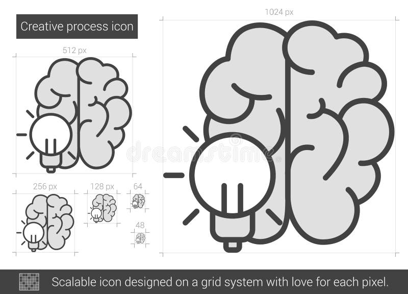 Creative Process Line Icon. Stock Vector - Illustration of drawing ...